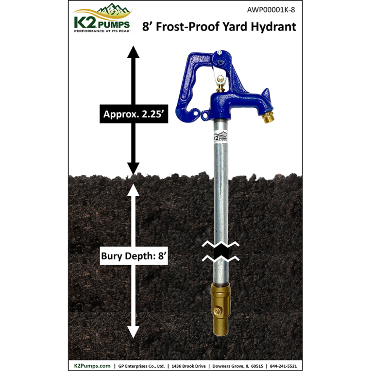Lead Free 8' Frost Proof Yard Hydrant - K2 Pumps